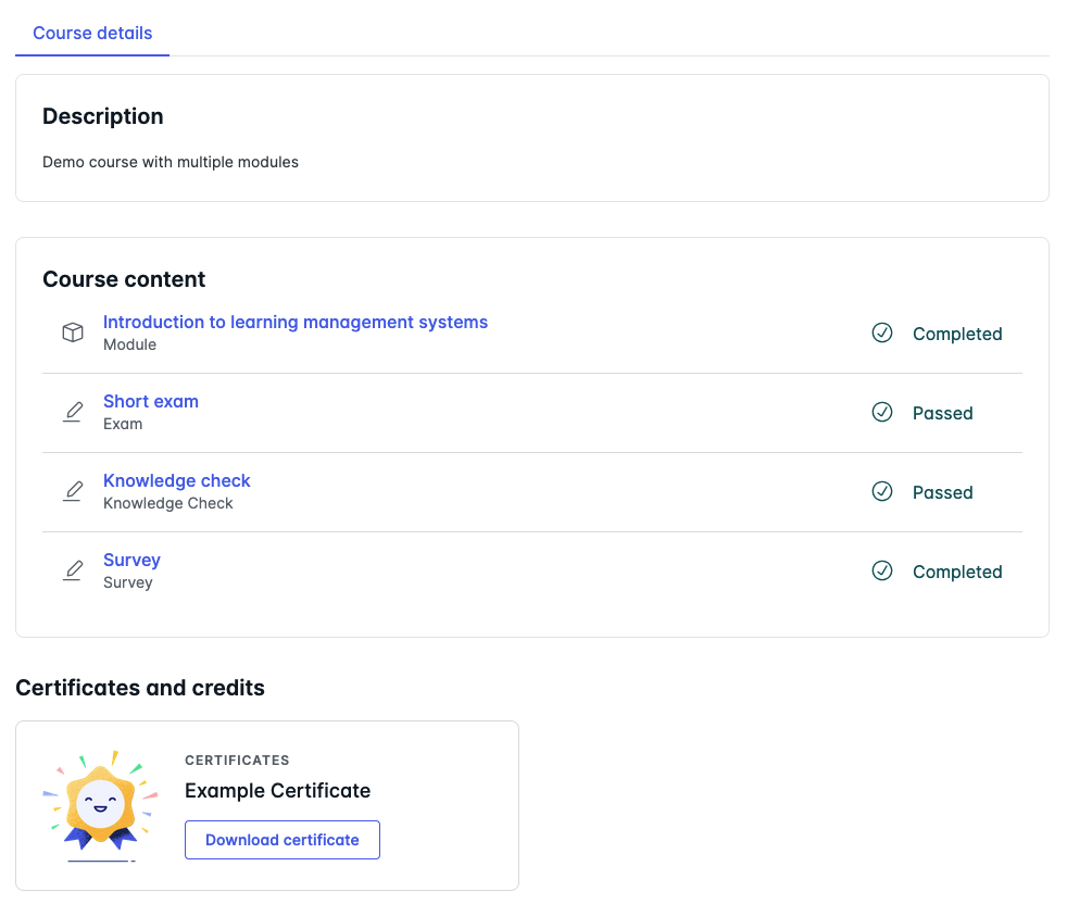 Learner view: redesigned interface and course experience – Knowledge Base