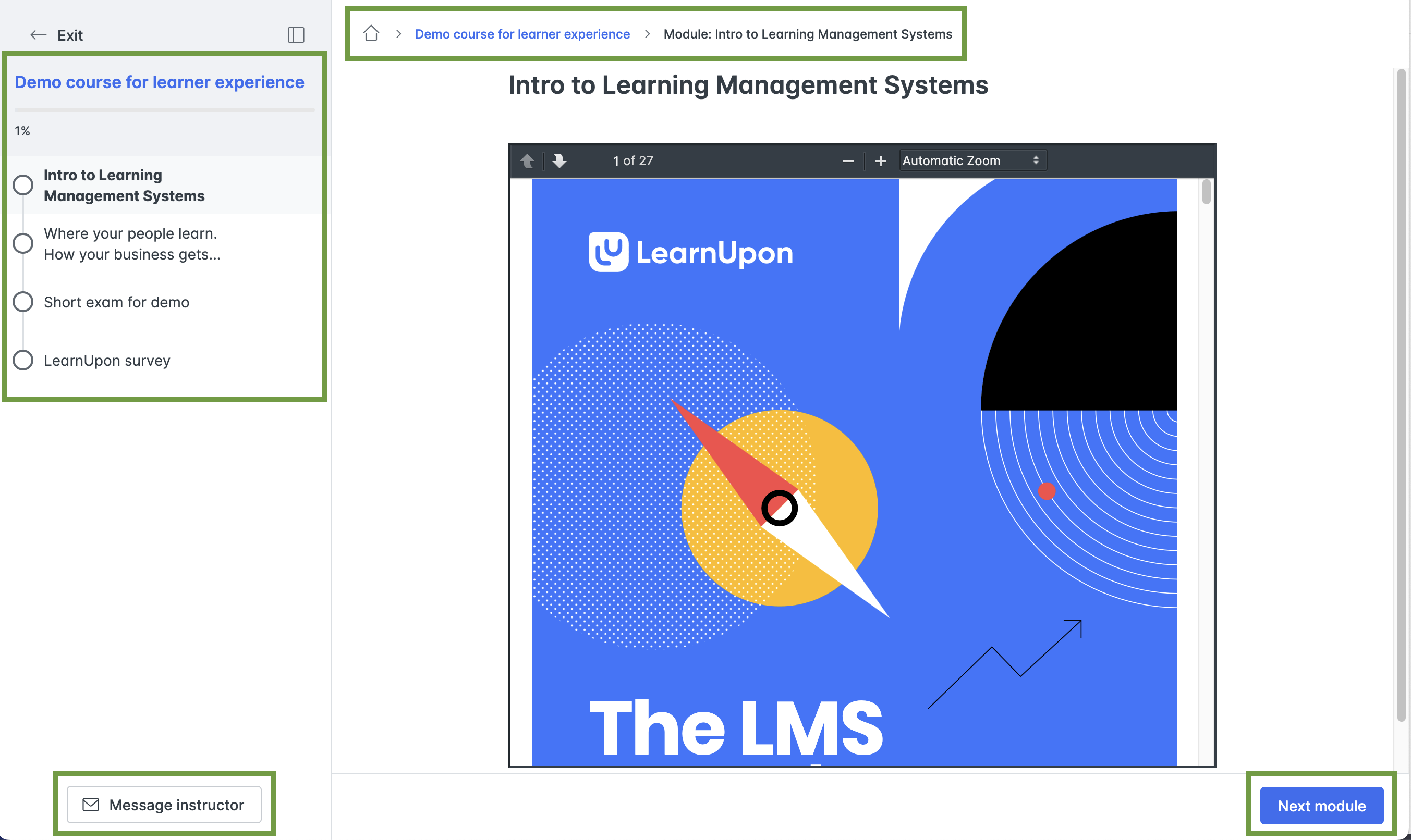 Learner view: redesigned interface and course experience – Knowledge Base