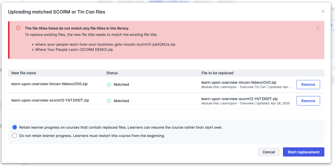Batch replace SCORM and xAPI files – Knowledge Base