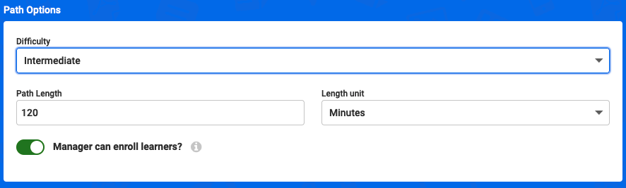 Learning path settings: details, enrollment access, and credits ...