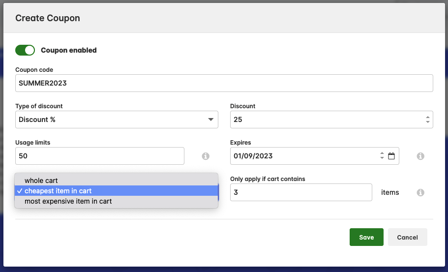 eCommerce: create coupons for a course or learning path, or for a ...